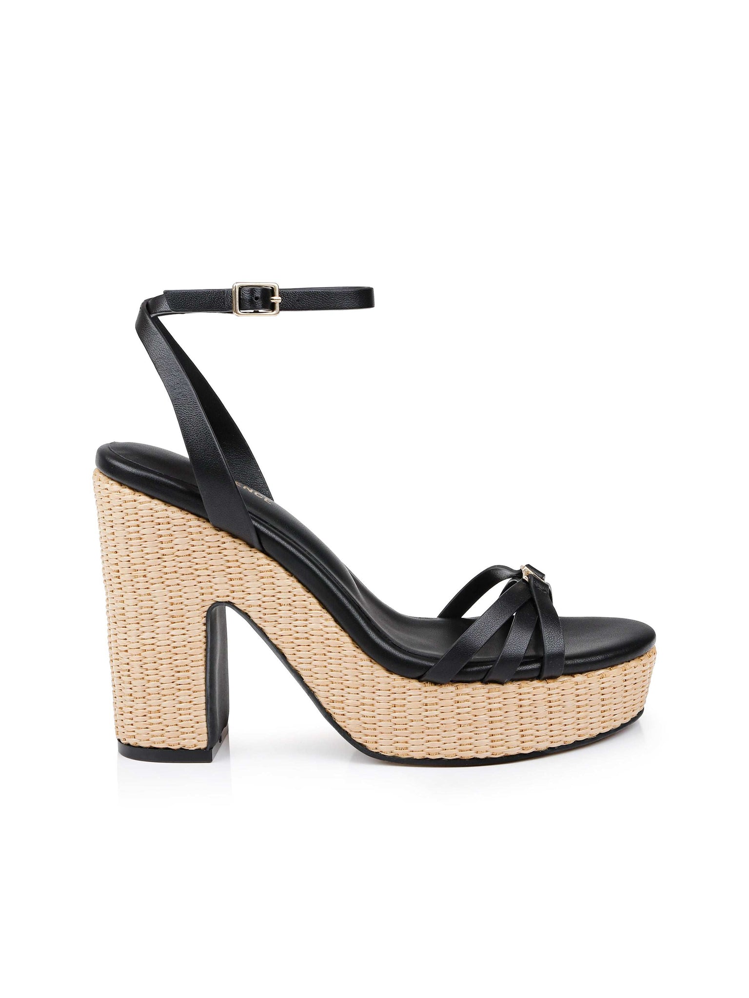 Genevra Platform Sandal in Black Leather | L'AGENCE