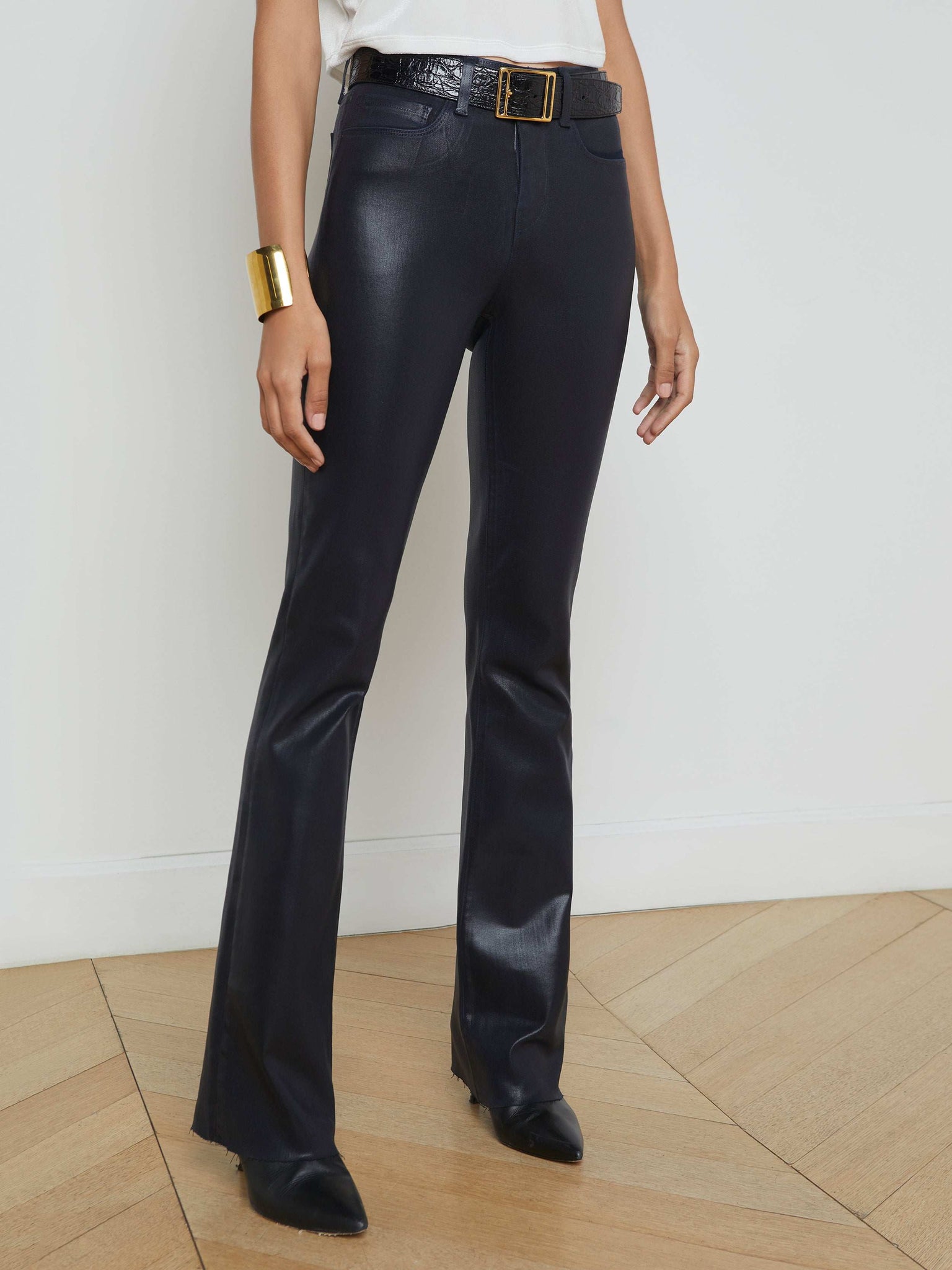 L'AGENCE - Ruth Coated Straight-Leg Jean in Metro Coated