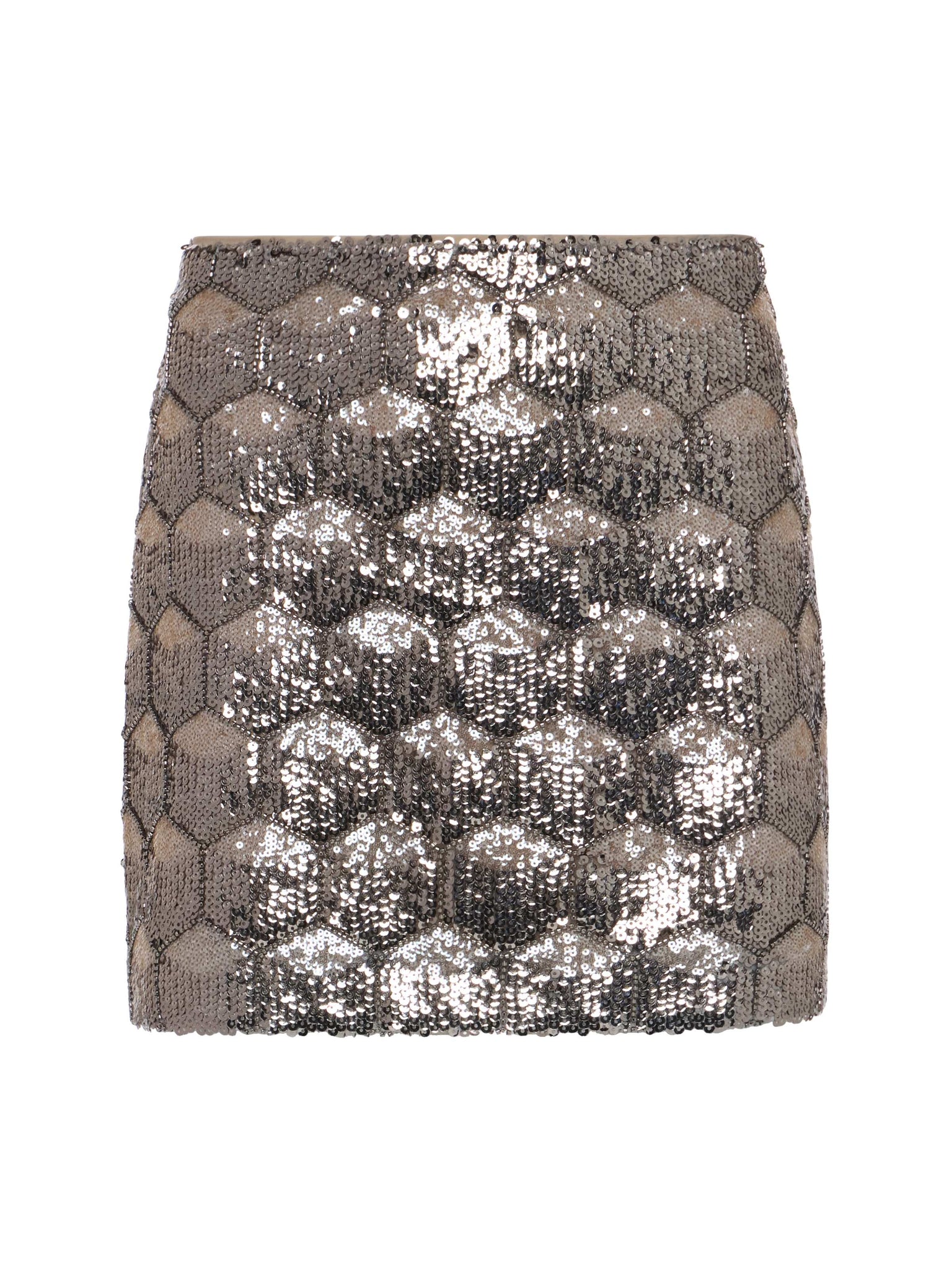 Leroy Sequin Mini Skirt in Silver/Clear Sequins | L'AGENCE