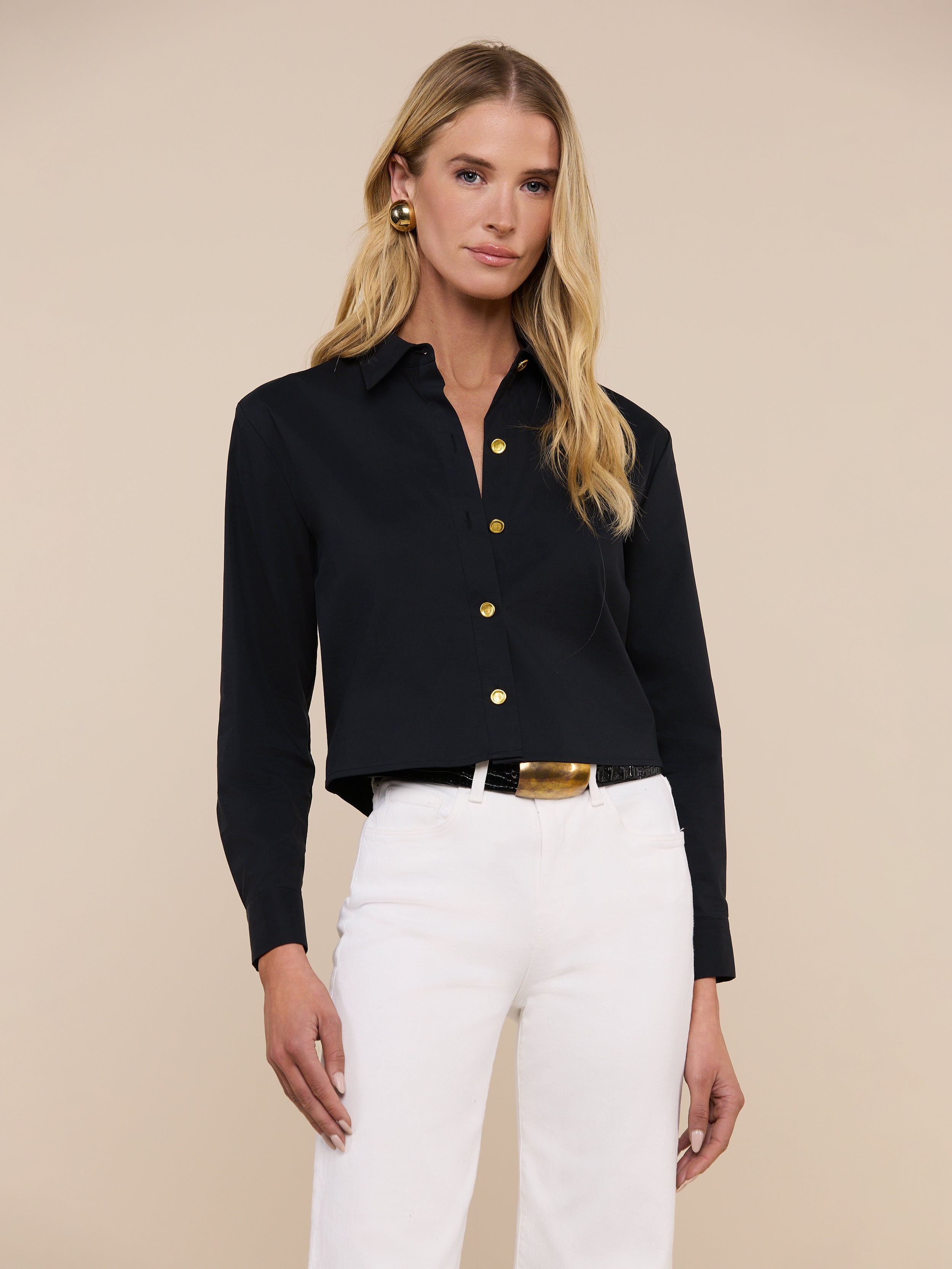 Cosette Shirt in Black/Gold Wax Stamp | L'AGENCE