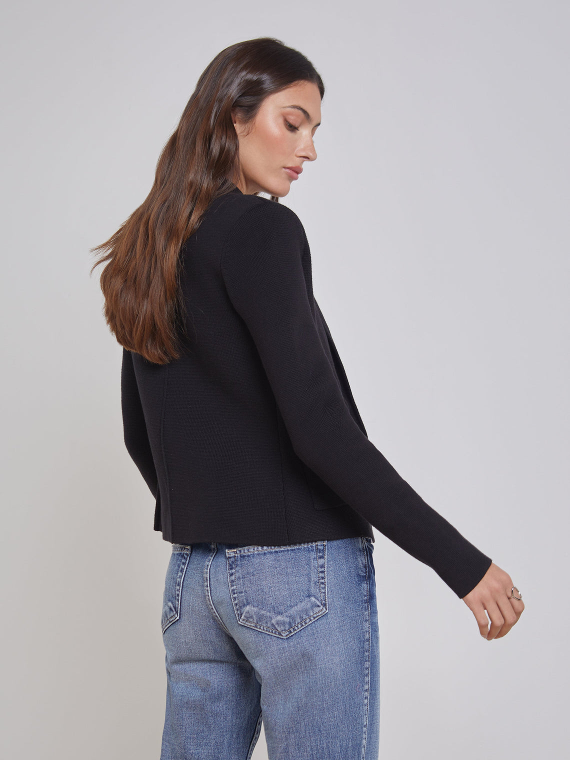 L'AGENCE Sofia Knit Blazer in Black