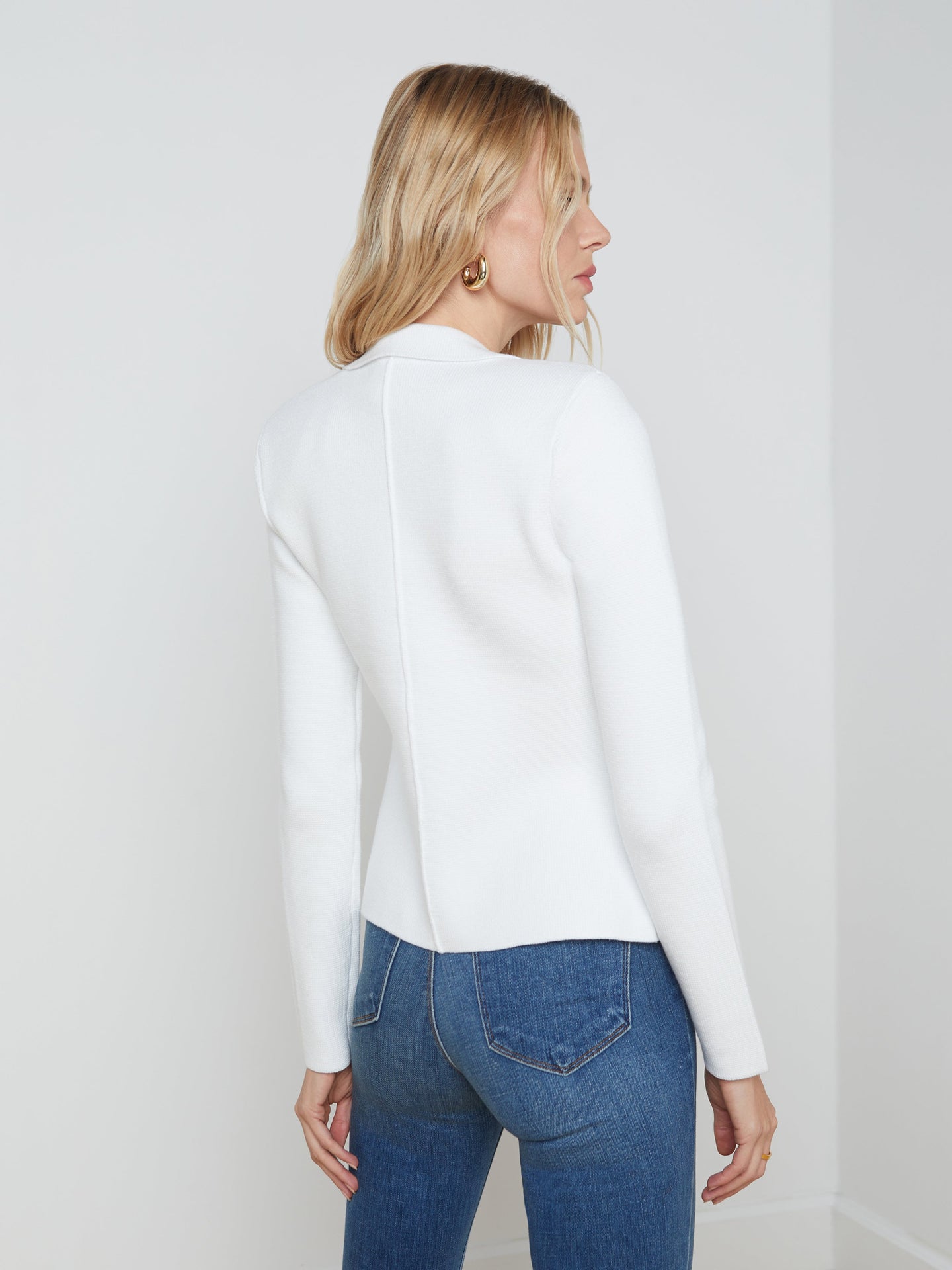 L'AGENCE Sofia Knit Blazer in Blazer White