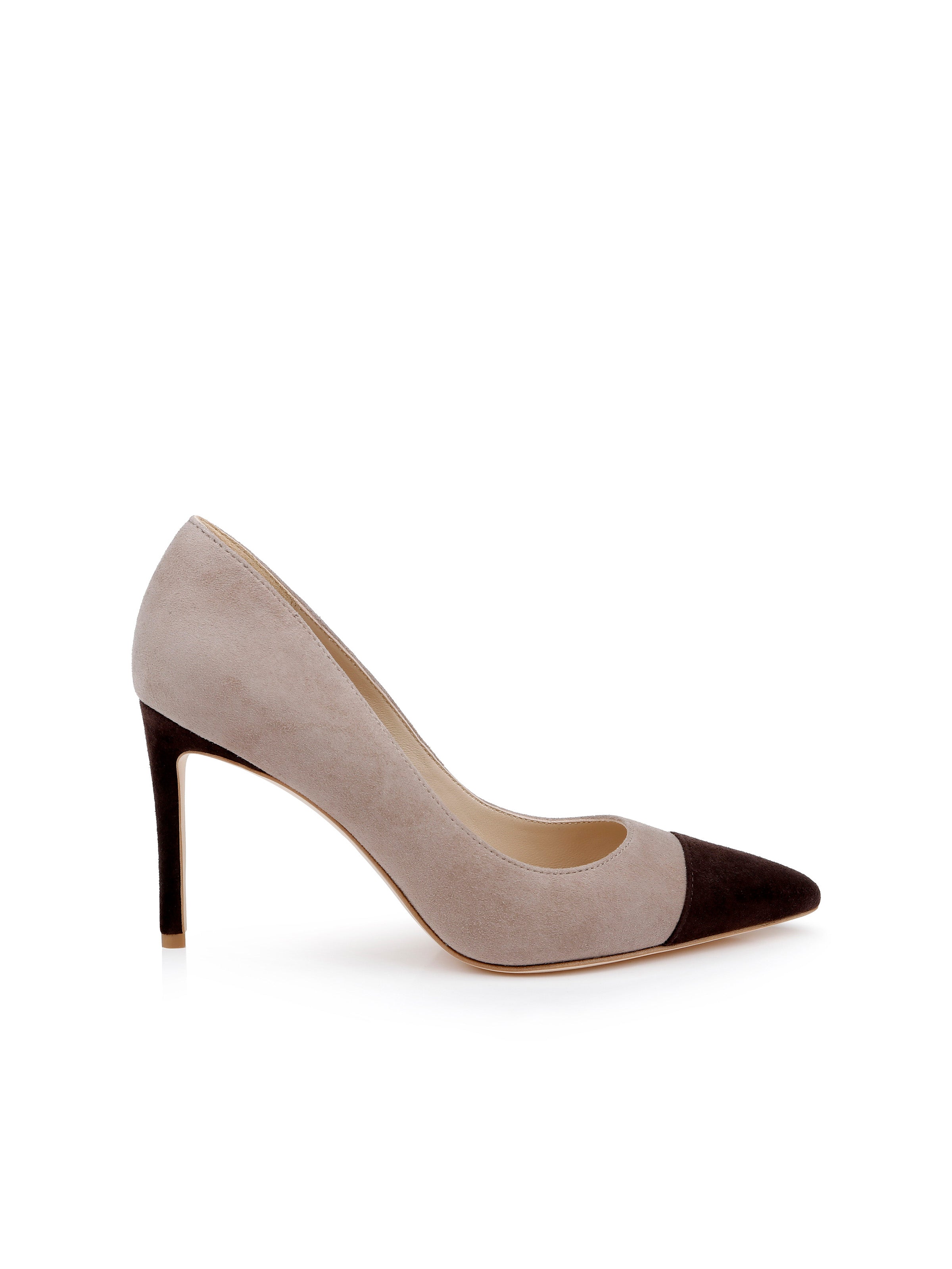 Kendelle Suede Pump in Mushroom Suede | L'AGENCE