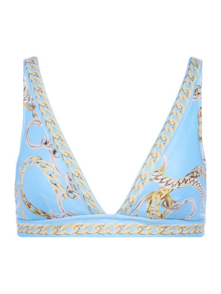 Lagence Lexie Bikini Top In Sky Blue Multi Chain