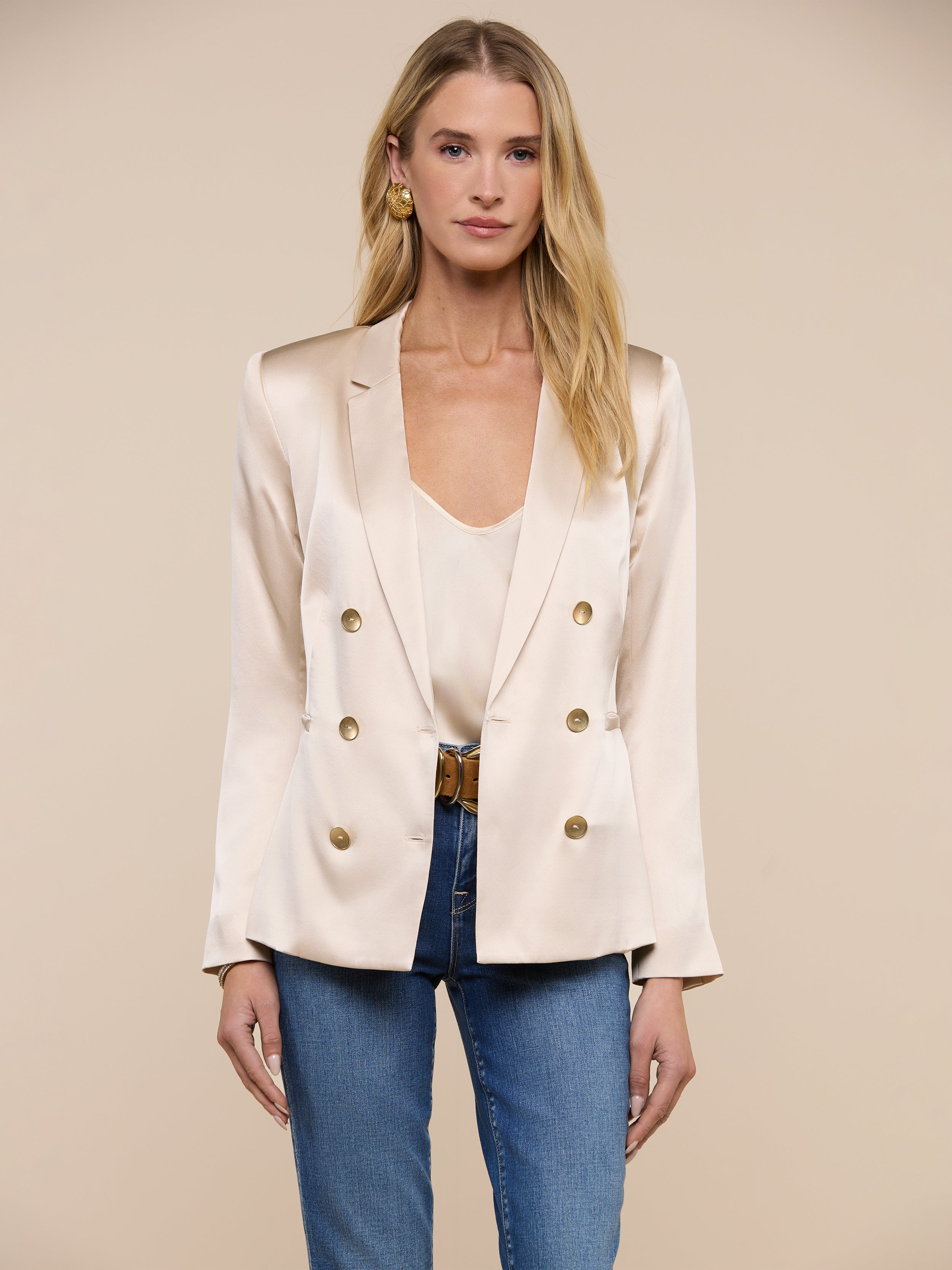 Colin Silk Blazer in Champagne | L'AGENCE