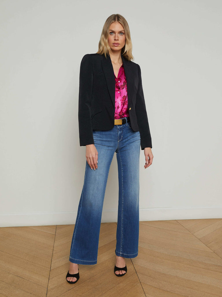 Jennah Blazer in Black/Rosa Chinensis | L'AGENCE