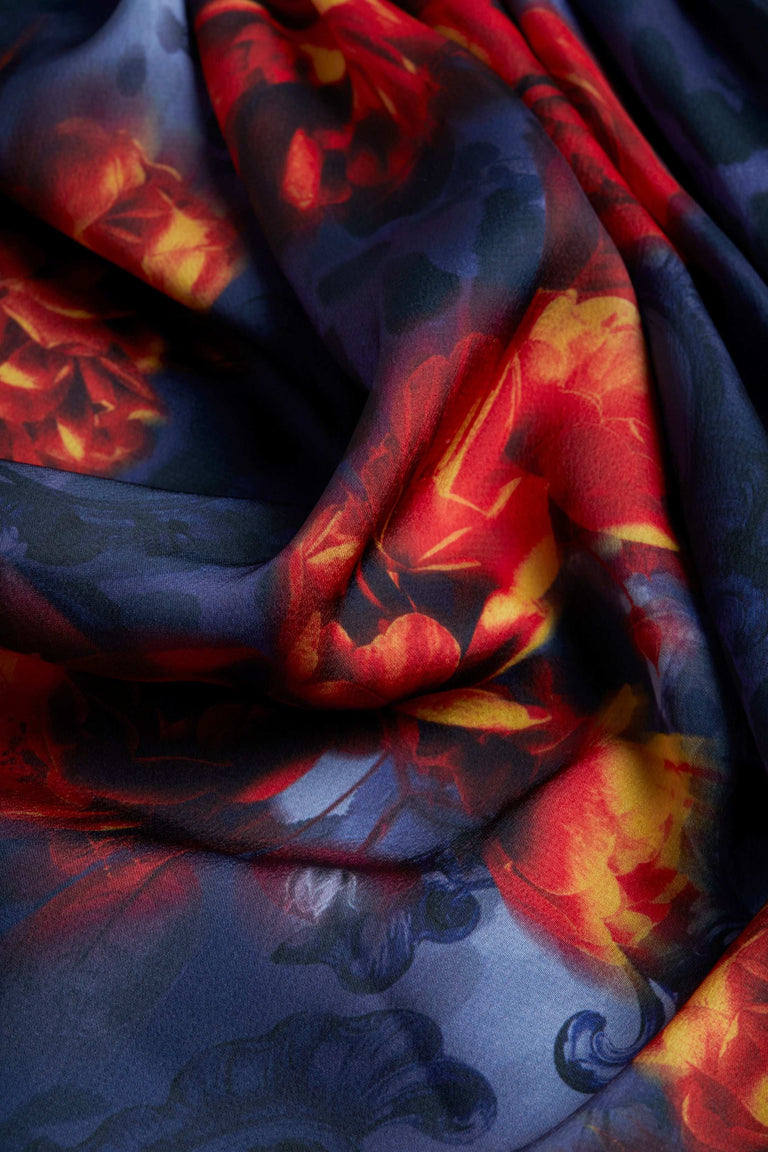 L'AGENCE - Bruna Mini Dress in Midnight/Orange Floral Cheetah