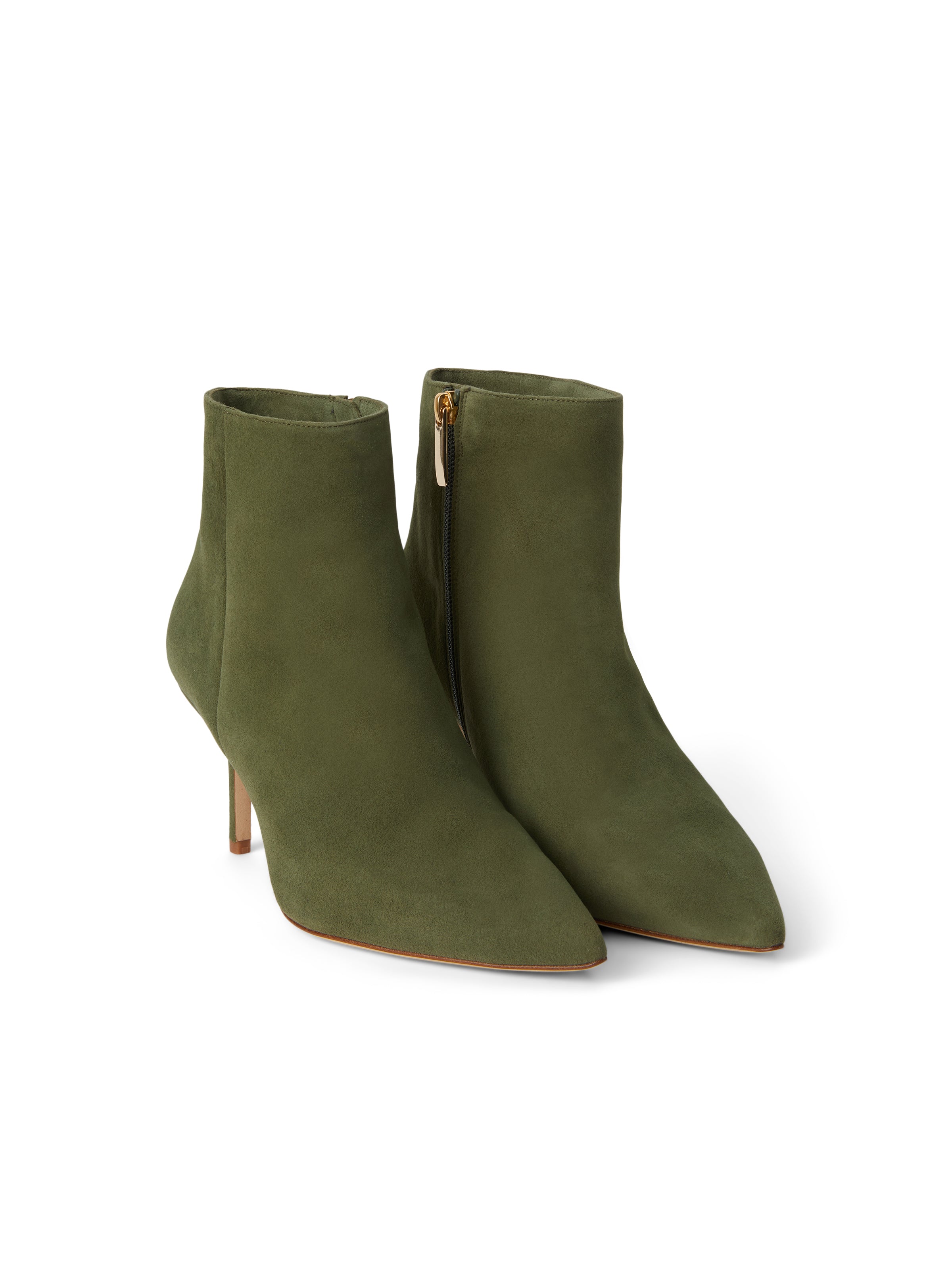 L'AGENCE Aimee Bootie In Dark Moss Suede
